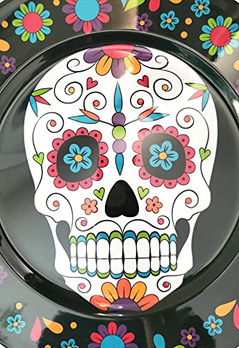 Day Of The Dead Sugar Skull Large Serving Platters Charger Plates, Set of 2, Multicolor, 13x13