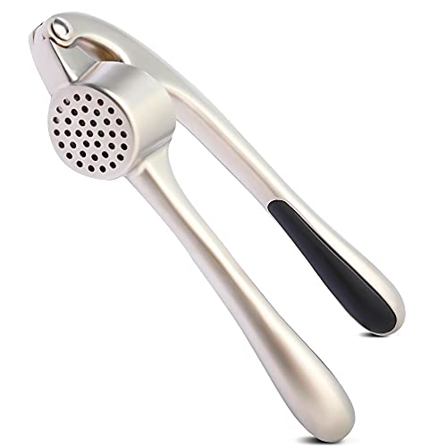 Premium Garlic Press, Professional Garlic Mincer, Easy to Squeeze and Clean, Rust Proof & Dishwasher Safe, Efficient Ginger Crusher- Imperial Silver