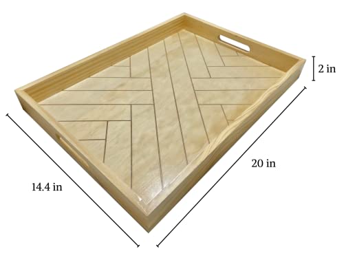 Seasoned Living Rustic Wooden Serving Tray Large 20βx14.4β Water-Resistant Wood Tray for Ottoman, Coffee Table, Breakfast in Bed, Table Centerpiece Home Decor (Natural Pine)