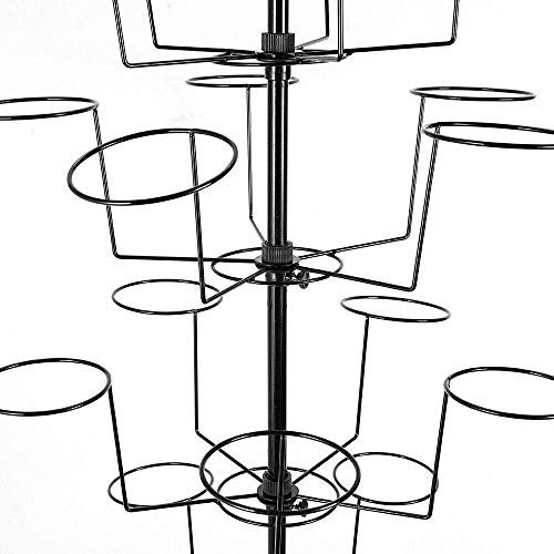 LOYALHEARTDY Hats Stand Display, Adjustable Iron Hat Rack Stand, Hat Rotating Display 35 Hats Rotating Hat Display Rack Free Standing Metal Floor Caps Head-wear Stand 7 Tier (Black)