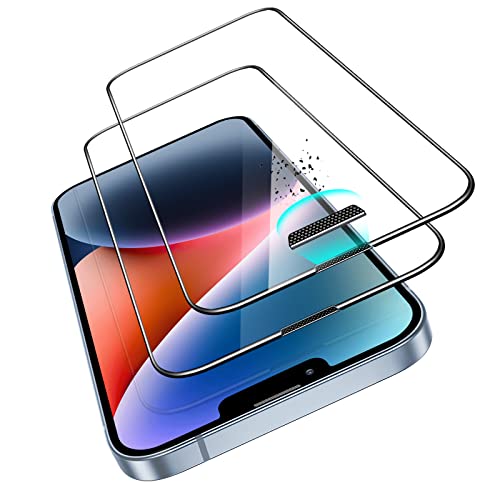 ESR Armorite Screen Protector Compatible with iPhone 14, iPhone 13 and iPhone 13 Pro, Ultra-Tough Tempered-Glass, Easy Installation Frame, 2 Pack