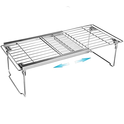 Orgneas Expandable Cabinet Shelf Organizer, Adjustable Freezer Shelf 16.7"-24.8" Thickened Heavy Duty Shelf Organizer Rack for Kitchen Countertop Cupboard Organization and Storage