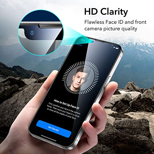 ESR Armorite Screen Protector Compatible with iPhone 14, iPhone 13 and iPhone 13 Pro, Ultra-Tough Tempered-Glass, Easy Installation Frame, 2 Pack
