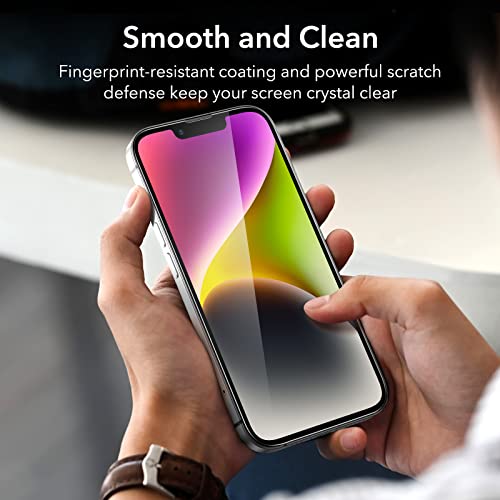 ESR Armorite Screen Protector Compatible with iPhone 14, iPhone 13 and iPhone 13 Pro, Ultra-Tough Tempered-Glass, Easy Installation Frame, 2 Pack
