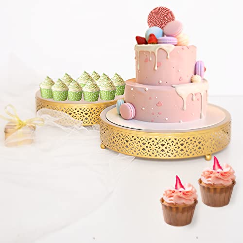 Beingreat 3-Piece Cake Stands Set, Round Metal Cake Stands Dessert Display Cupcake Stands for Birthday Wedding Anniversary Party Gold (8β 10β 12β)