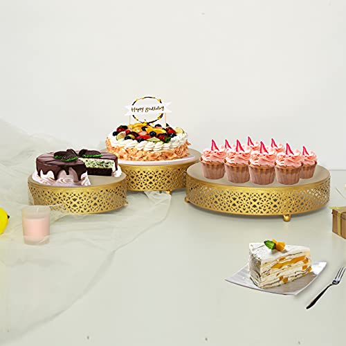 Beingreat 3-Piece Cake Stands Set, Round Metal Cake Stands Dessert Display Cupcake Stands for Birthday Wedding Anniversary Party Gold (8β 10β 12β)