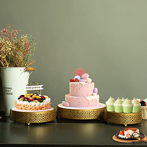 Beingreat 3-Piece Cake Stands Set, Round Metal Cake Stands Dessert Display Cupcake Stands for Birthday Wedding Anniversary Party Gold (8β 10β 12β)