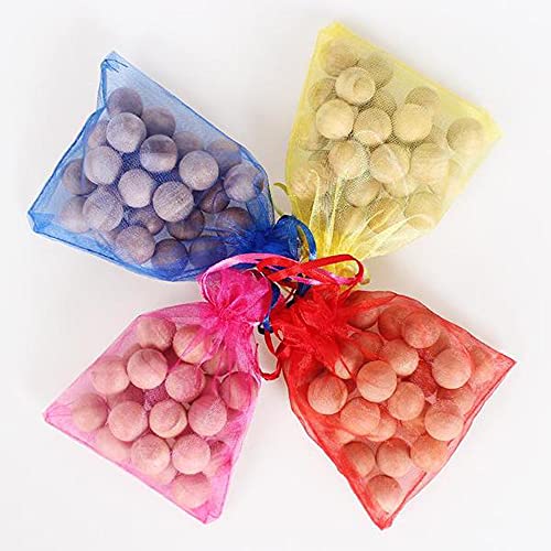 Natural and Co. 30pcs Cedar Blocks for Clothes Storage Natural Aromatic Cedar Balls Closet Freshener Clothes Protection Mustiness Prevention with Satin Bag, Small