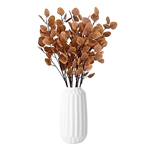 Artflower Artificial Eucalyptus Leaves, Tall Silver Dollar Eucalyptus Leaf Greenery Stems Silk Plastic Plants Fake Eucalyptus Garland Branches for Home Wedding Party Thanksgiving Décor