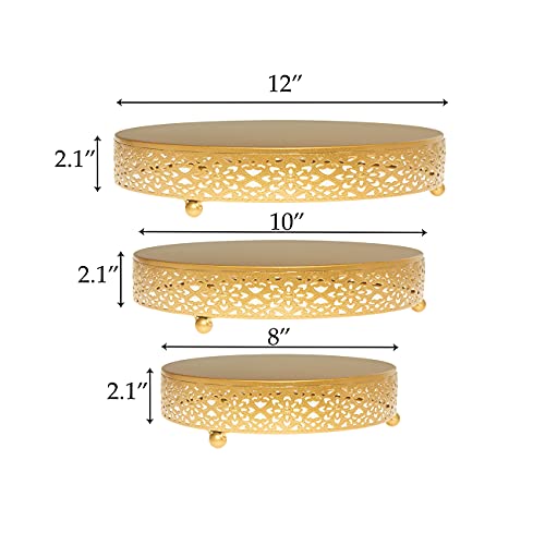 Beingreat 3-Piece Cake Stands Set, Round Metal Cake Stands Dessert Display Cupcake Stands for Birthday Wedding Anniversary Party Gold (8β 10β 12β)