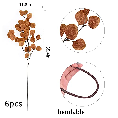 Artflower Artificial Eucalyptus Leaves, Tall Silver Dollar Eucalyptus Leaf Greenery Stems Silk Plastic Plants Fake Eucalyptus Garland Branches for Home Wedding Party Thanksgiving Décor