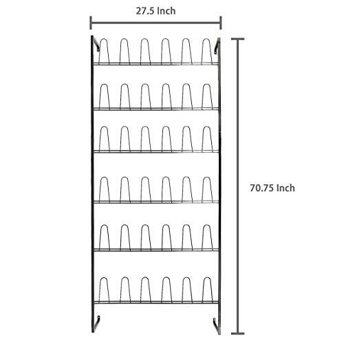 MyGift Black Metal Wall Mounted Boots and Shoe Rack, 18 Pair Entryway Shoe Storage Organizer Stand & Wall Mounted Black Metal 36 Hook Shoe Rack / 18 Pair Entryway Shoe Storage Organizer Stand