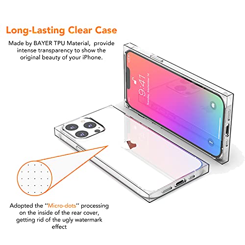 ANHONG Clear Square Case Compatible with iPhone 13 Pro 6.1 inch 2021, HD Clear Cover Enhanced Corners TPU Cushion, Shock-Absorption Soft TPU Case