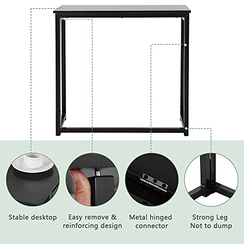 windaze 31.5" Folding Desk No-Assembly Small Computer Desk Home Office Desk Foldable Table, Laptop Table Desk, Sturdy Metal Work Desk for Small Space (31.5x17.8x28.7) (Black)