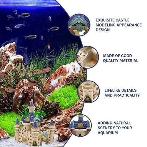 balacoo Aquarium Resin Castle Decoration Fish Tank Roman Castle Cave Hideout Betta Fish Ornament Accessories