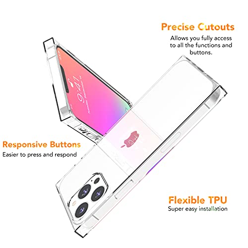 ANHONG Clear Square Case Compatible with iPhone 13 Pro 6.1 inch 2021, HD Clear Cover Enhanced Corners TPU Cushion, Shock-Absorption Soft TPU Case