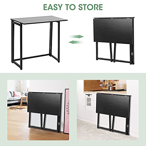 windaze 31.5" Folding Desk No-Assembly Small Computer Desk Home Office Desk Foldable Table, Laptop Table Desk, Sturdy Metal Work Desk for Small Space (31.5x17.8x28.7) (Black)