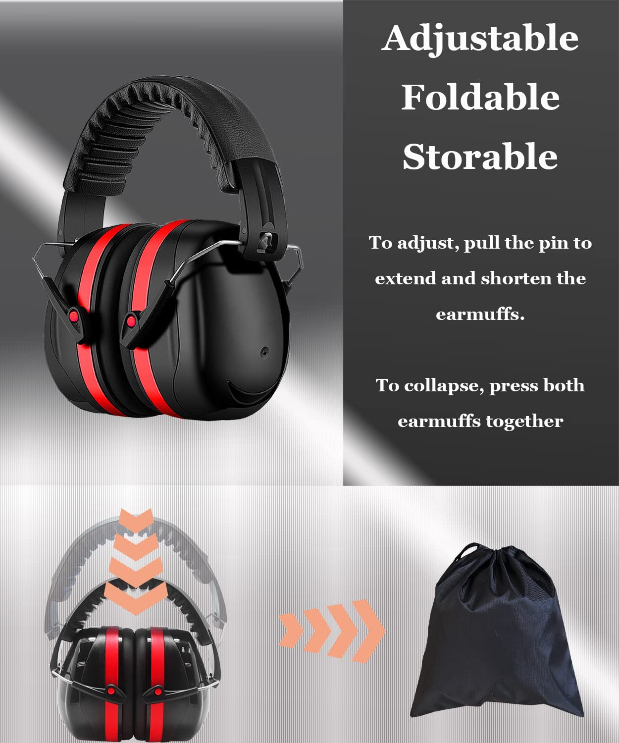 Floriogra Noise Cancelling Headphones For Adults, Shooting Ear Protection Earmuffs With Foldable Soft Headband Ear Protection & Hearing Protection For Workshops, Shooting Gun Range, Power Tools…