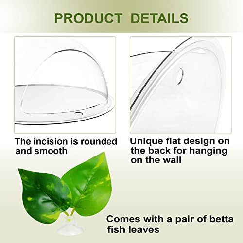 Noodoky Betta Fish Tank Bowl 11.8in, Wall Mounted Beta Fish Small Aquarium, Hanging Plastic Wall Decor for Plant Fish Ecosphere(1 Gallon)