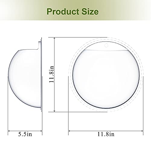 Noodoky Betta Fish Tank Bowl 11.8in, Wall Mounted Beta Fish Small Aquarium, Hanging Plastic Wall Decor for Plant Fish Ecosphere(1 Gallon)