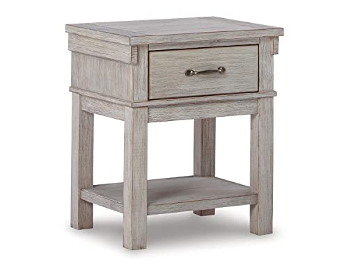 Signature Design by Ashley Hollentown 1 Drawer Night Stand, 20"W x 16"D x 24"H, Whitewash
