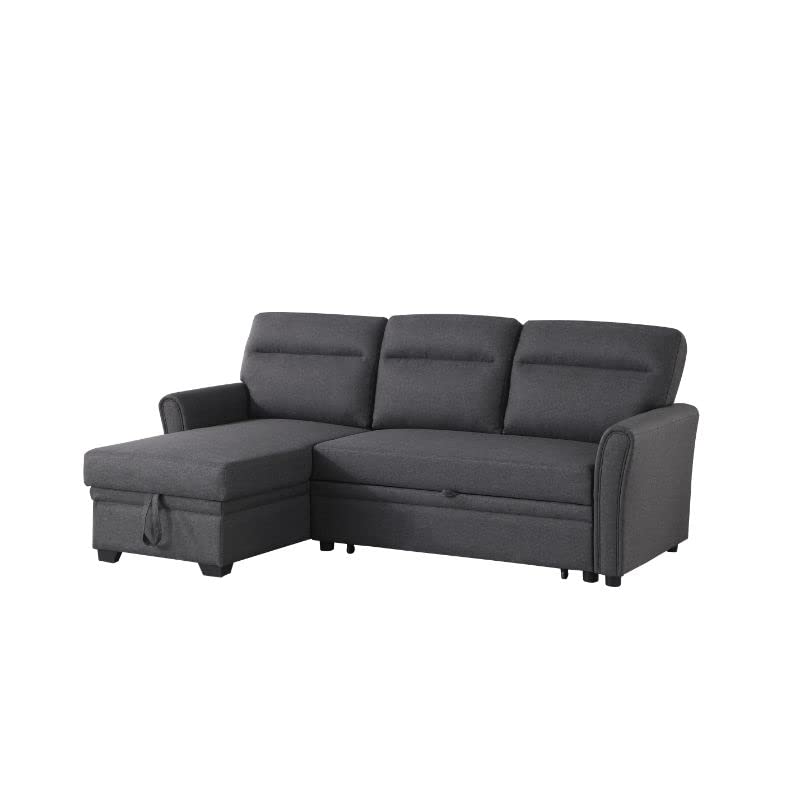 Devion Furniture Fabric Sectional Sofa Easy Assembly Pull Out Sleeper Bed in Gray