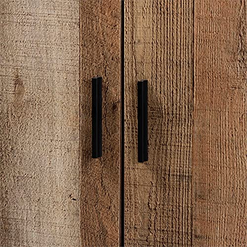 BOWERY HILL Wood 4-Door Shoe Cabinet in Rustic Brown