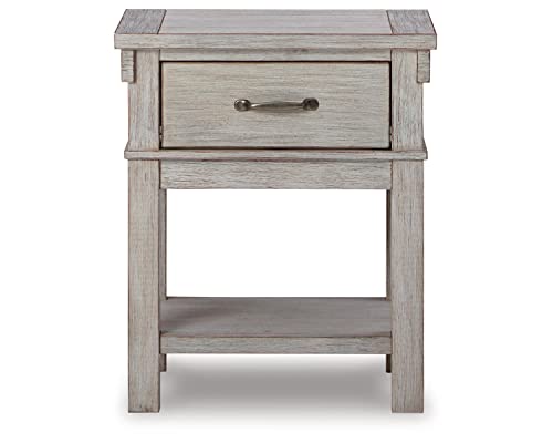 Signature Design by Ashley Hollentown 1 Drawer Night Stand, 20"W x 16"D x 24"H, Whitewash