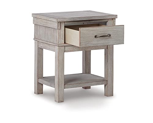 Signature Design by Ashley Hollentown 1 Drawer Night Stand, 20"W x 16"D x 24"H, Whitewash