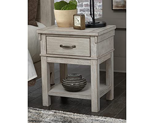Signature Design by Ashley Hollentown 1 Drawer Night Stand, 20"W x 16"D x 24"H, Whitewash