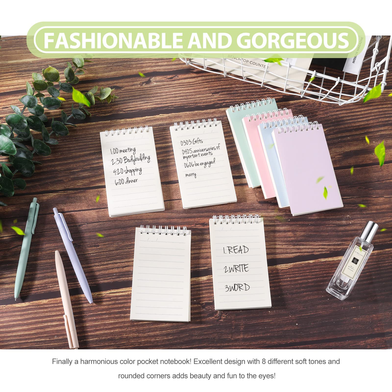 Ddaowanx Small Notebooks,3x5 Pocket Spiral Notepads With Lined Pages - The Perfect Little Mini Notebook to Stay Organized and Boost Productivity at Work or School (8, Cute Colors)