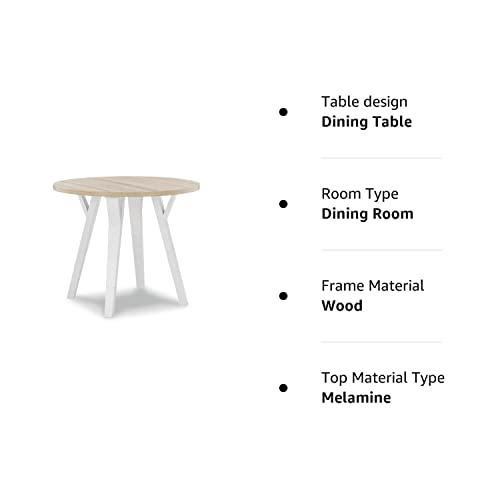 Signature Design by Ashley Grannen Modern Round Dining Room Table, White & Natural Wood