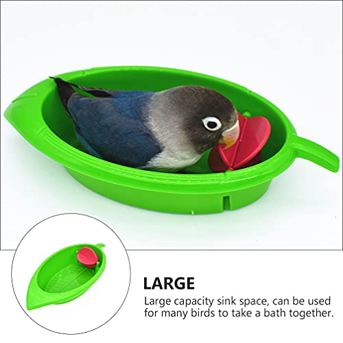TEHAUX Bird Bath for Cage- Small Tub Bowl for Inside Cage Birdbath Shower for Parrot/Parakeets/Cockatiels/Canary/Budgerigar (Rosy, Green)