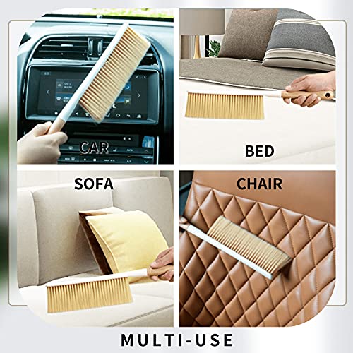 Kpoooku Hand Broom Cleaning Brushes- Soft Counter Duster Furniture Dusters Brush with Long Wooden Handle Household Dusting Tool (1