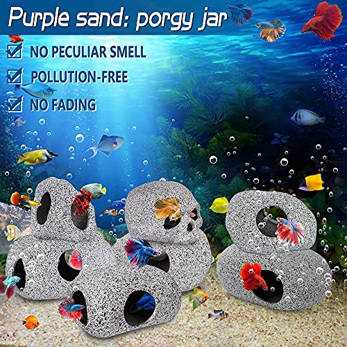 Ameliade Aquarium Decorations Cave Betta Fish Tank Accessories Rock Cave Decor for Shrimp Cichlid Hiding Breeding Small Fish Bowl Hide Decorations Betta Toys Fish Hideout Stones House(Medium)