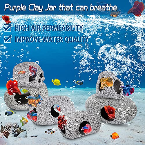 Ameliade Aquarium Decorations Cave Betta Fish Tank Accessories Rock Cave Decor for Shrimp Cichlid Hiding Breeding Small Fish Bowl Hide Decorations Betta Toys Fish Hideout Stones House(Medium)