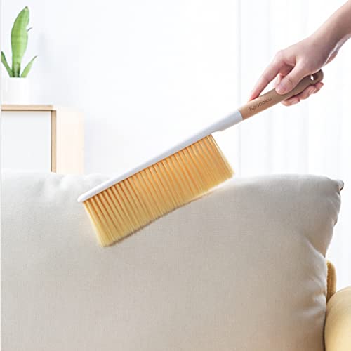 Kpoooku Hand Broom Cleaning Brushes- Soft Counter Duster Furniture Dusters Brush with Long Wooden Handle Household Dusting Tool (1