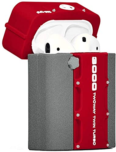 JDMTuning Supra 2JZ-GTE VVT-i Apple Airpods Engine Silicone Case Cover for Protection Fits 1st Gen and 2nd Gen Wireless Charging (Red)