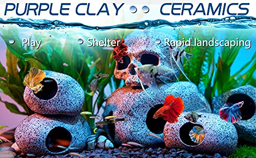 Ameliade Aquarium Decorations Cave Betta Fish Tank Accessories Rock Cave Decor for Shrimp Cichlid Hiding Breeding Small Fish Bowl Hide Decorations Betta Toys Fish Hideout Stones House(Medium)