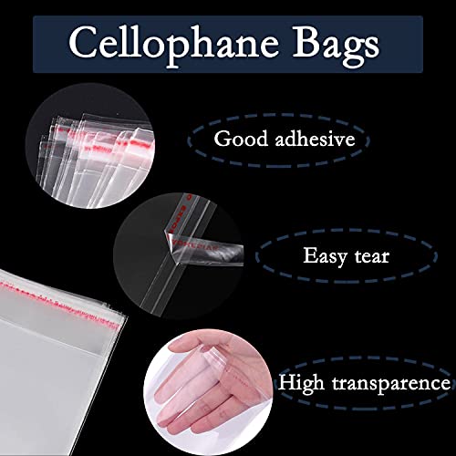 Vikeivty 120pcs 5×7 Inch Clear Resealable Cello Cellophane Bags, Self Sealing OPP Cello Bags for Bakery Cookies Decorative Wrappers