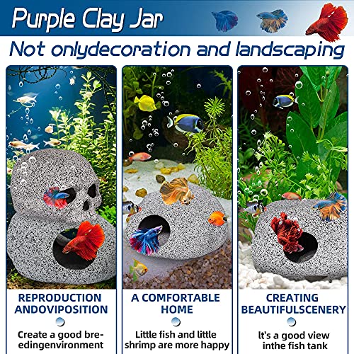 Ameliade Aquarium Decorations Cave Betta Fish Tank Accessories Rock Cave Decor for Shrimp Cichlid Hiding Breeding Small Fish Bowl Hide Decorations Betta Toys Fish Hideout Stones House(Medium)