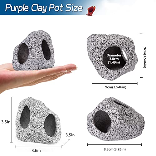 Ameliade Aquarium Decorations Cave Betta Fish Tank Accessories Rock Cave Decor for Shrimp Cichlid Hiding Breeding Small Fish Bowl Hide Decorations Betta Toys Fish Hideout Stones House(Medium)