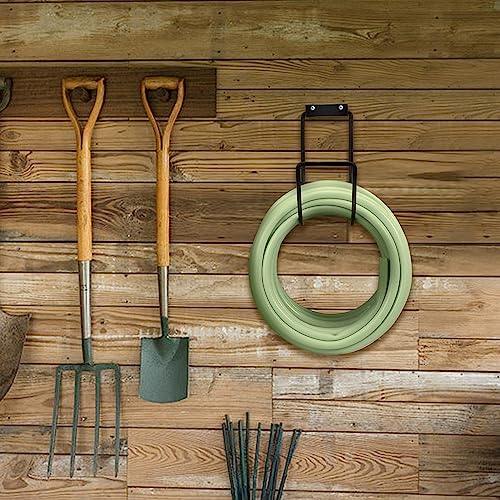 Buelkmag Garden Hose Reel Metal Hose Hanger Wall Mount Hooks for Garden Hose Water Hose Flexable Hose Magic Hose 304 Stainless Steel Hose Reel 2PCS Black…