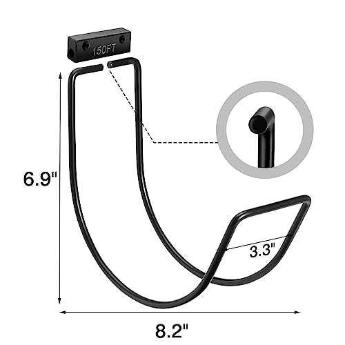 Buelkmag Garden Hose Reel Metal Hose Hanger Wall Mount Hooks for Garden Hose Water Hose Flexable Hose Magic Hose 304 Stainless Steel Hose Reel 2PCS Black…