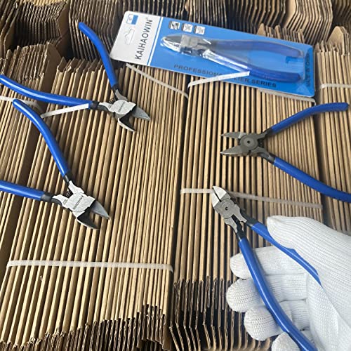 Wire Cutters 2 Pack, 6.5 inch,KAIHAOWIN Flush Cutters Diagonal Cutters Side Cutters Precision Ultra Sharp Spring Loaded Wire Snips Clippers Dikes Cutting Pliers Small for Crafting Jewelry Making,Blue