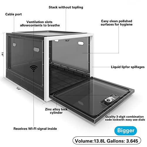 Lockable Box, Medicine Lock box for Safe Medication, Compact and Hygienic Lockable Box for Food, Medicine and Home Safety, Childproof Lockable Storage Bin, Refrigerator Storage Bins - Black