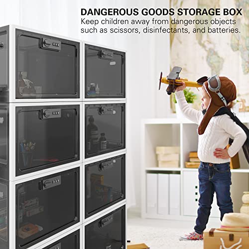 Lockable Box, Medicine Lock box for Safe Medication, Compact and Hygienic Lockable Box for Food, Medicine and Home Safety, Childproof Lockable Storage Bin, Refrigerator Storage Bins - Black
