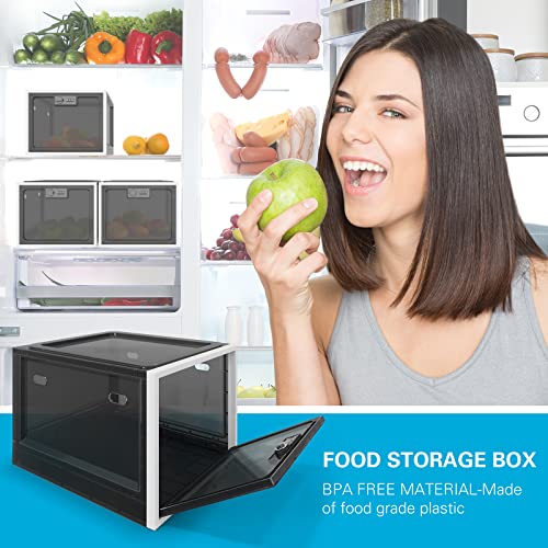 Lockable Box, Medicine Lock box for Safe Medication, Compact and Hygienic Lockable Box for Food, Medicine and Home Safety, Childproof Lockable Storage Bin, Refrigerator Storage Bins - Black