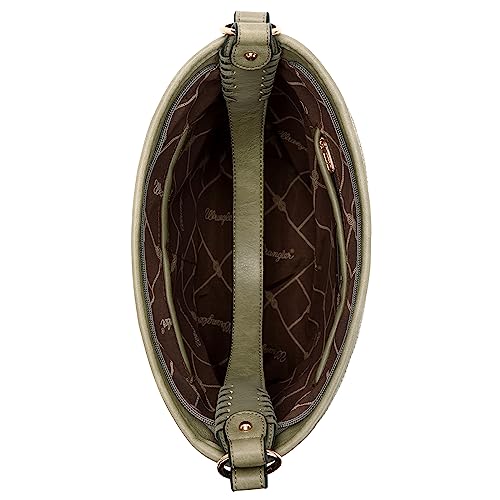 Wrangler Bucket Handbag for Women Weave Hobo Bag Western Shoulder Purse Basket Tote Medium Green WG79-G918GN