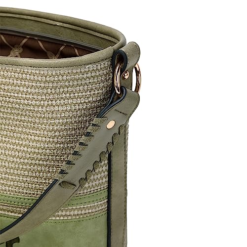 Wrangler Bucket Handbag for Women Weave Hobo Bag Western Shoulder Purse Basket Tote Medium Green WG79-G918GN